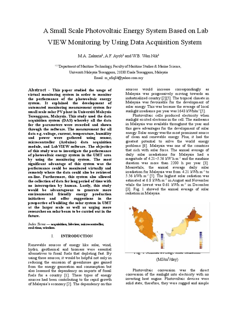 A Small Scale Photovoltaic Energy System Based On Lab VIEW Monitoring ...