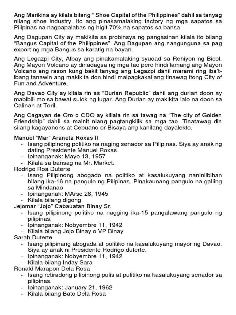 Ang Marikina Ay Kilala Bilang | PDF