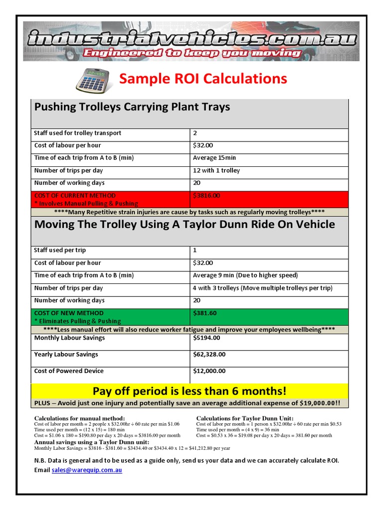 ROI Analysis for Automated Transport Solutions | PDF | Working Time ...