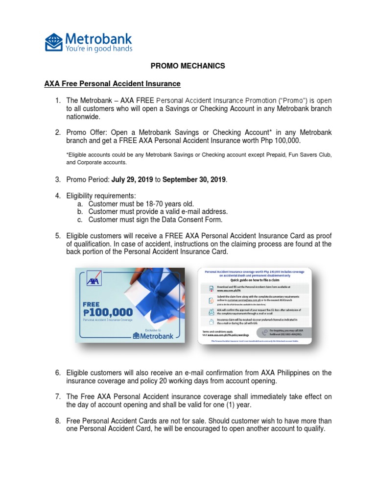 Promo Mechanics AXA Free Personal Accident Insurance | PDF | Insurance ...