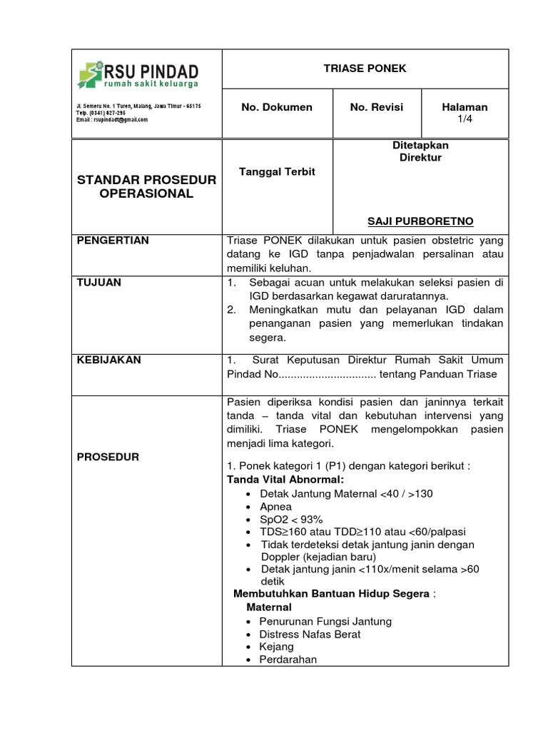 SPO Triase PONEK | PDF