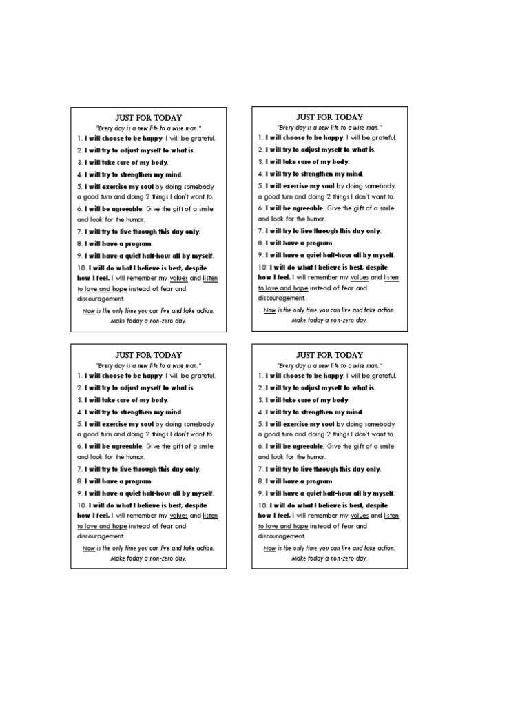 Just For Today Self-Help Cards | PDF | Mental Health | Clinical Psychology