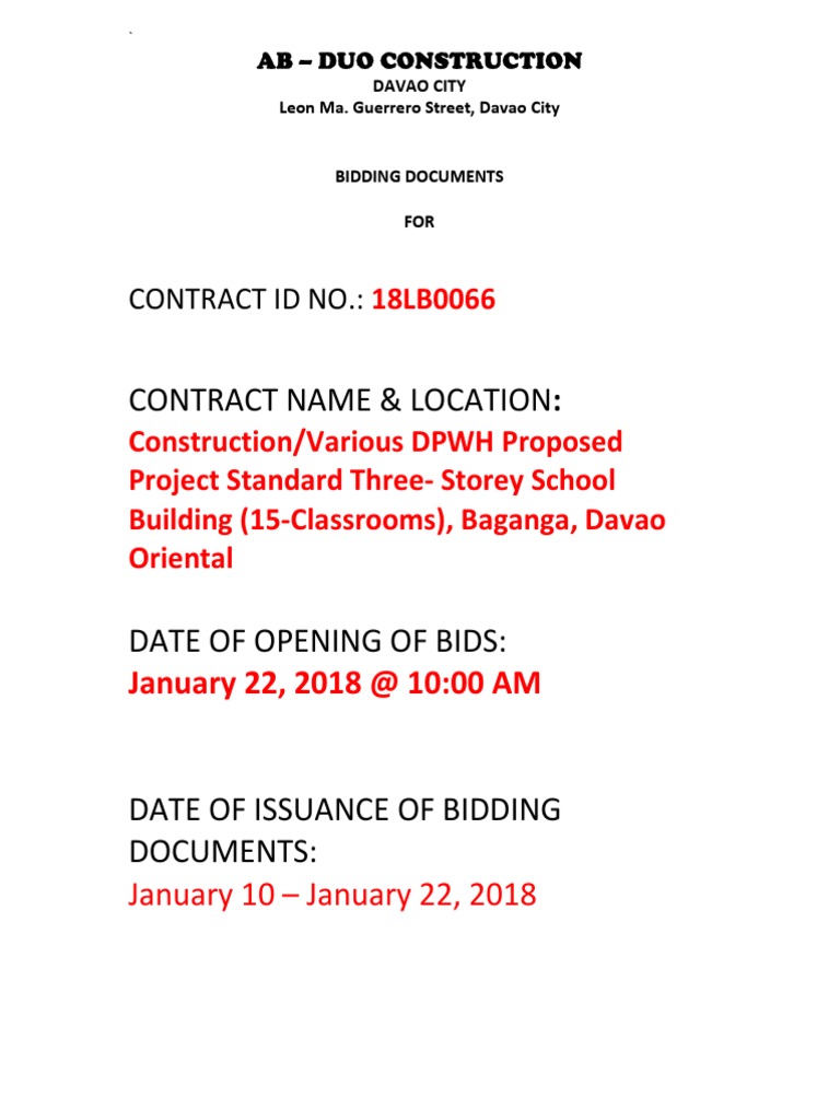 Bidding Documents for School Project | PDF | Deep Foundation | Concrete