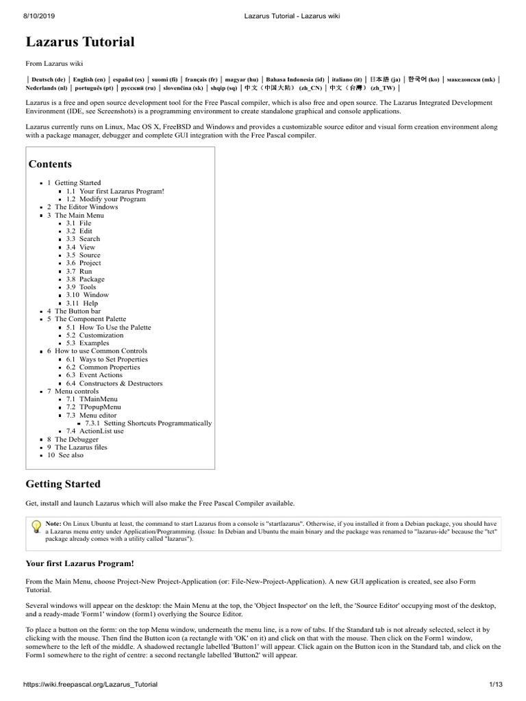 Lazarus Tutorial Lazarus Wiki Pdf Command Line Interface Icon Computing