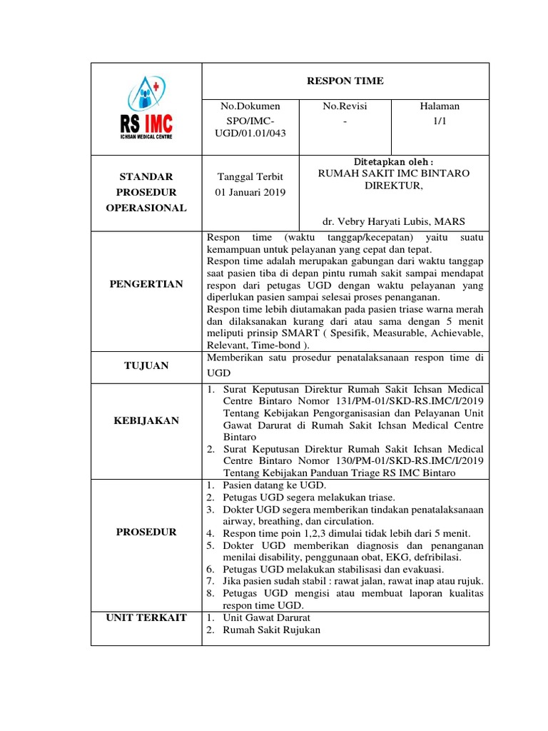 SOP 43 Respon Time | PDF | Pengembangan Diri | Kesehatan Holistik