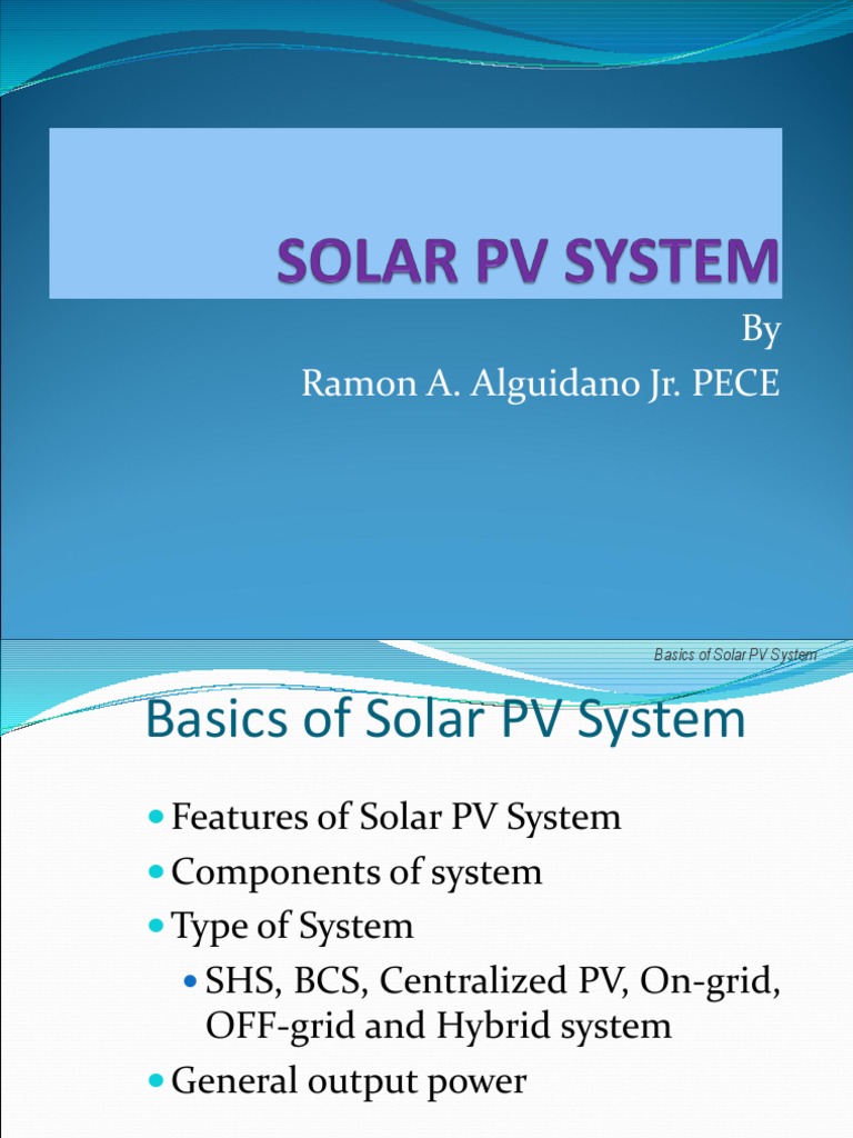 Basics of Solar PV System | PDF | Photovoltaic System | Solar Power