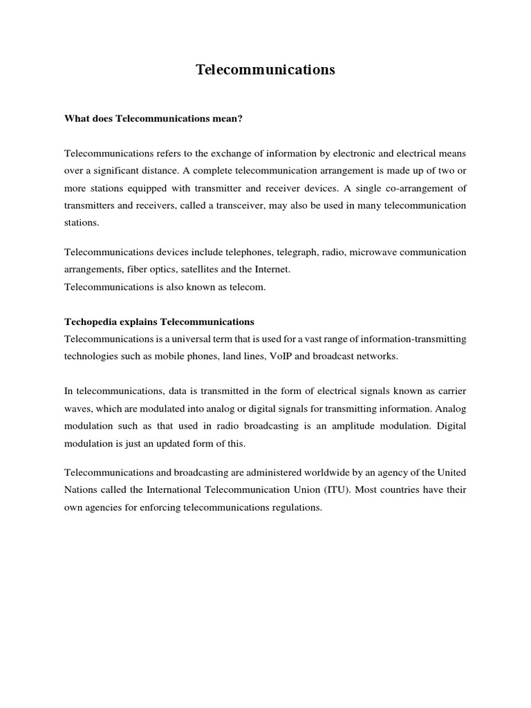 Telecommunications: What Does Telecommunications Mean? | PDF | Computers