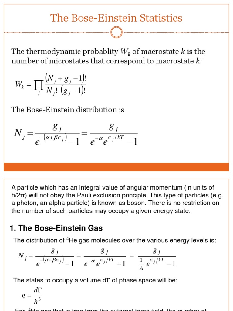 The Bose-Einstein Statistics: e e G e G N | PDF | Photon ...