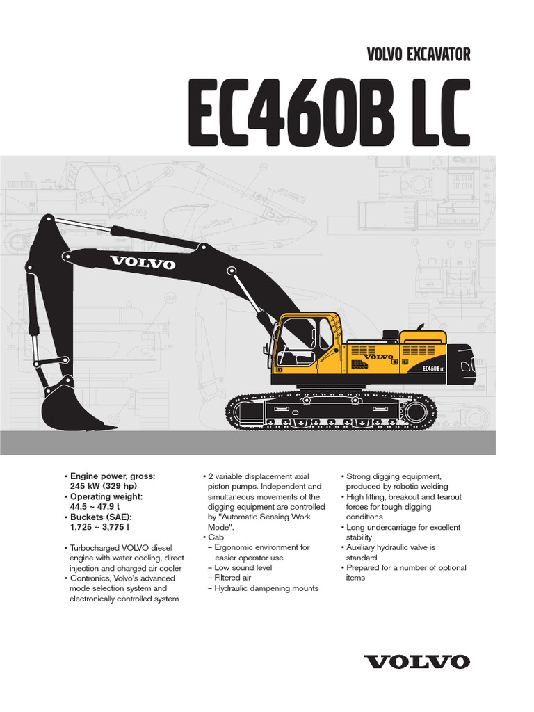 Volvo EC460BLC Excavator Specifications | PDF | Diesel Engine | Engines