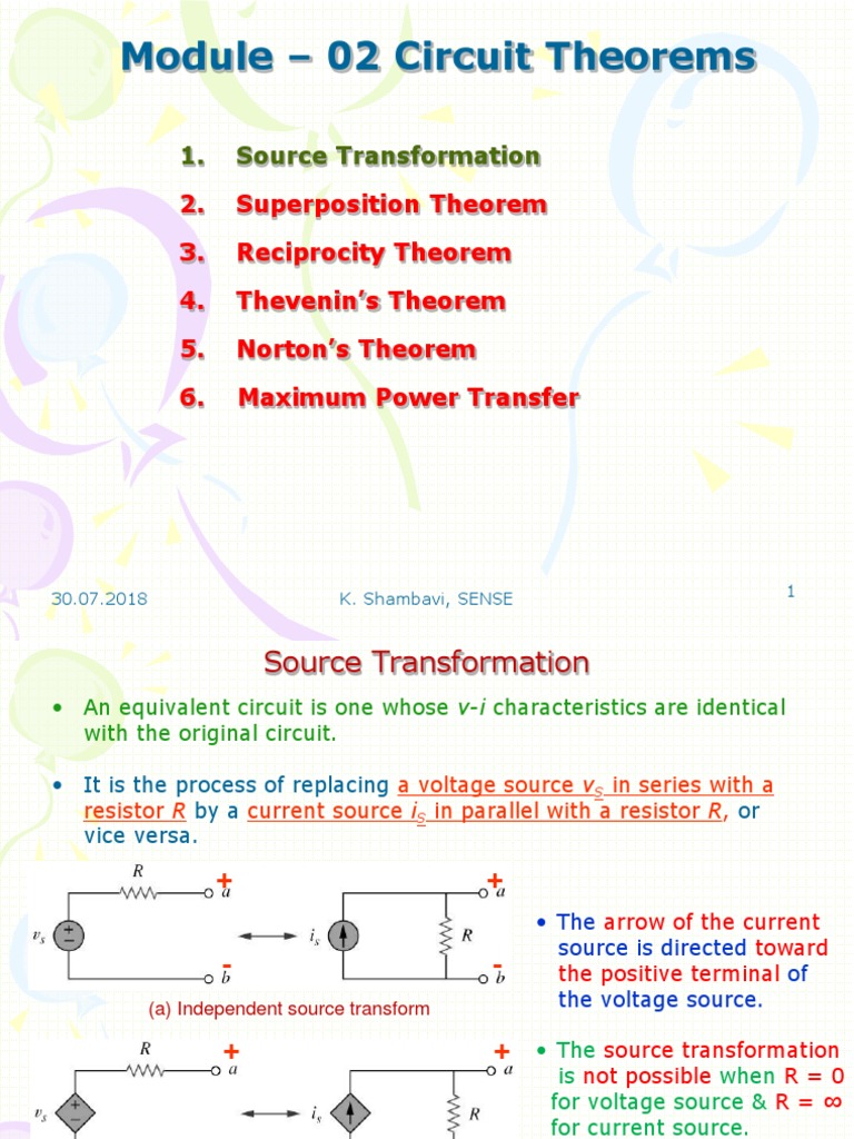 Source Transformation and Super Position Theorem PDF | PDF | Electrical Network | Series And ...