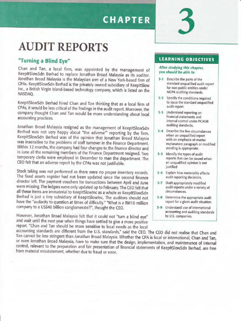 3 CH 3 Audit Reports | PDF | Auditor's Report | Going Concern