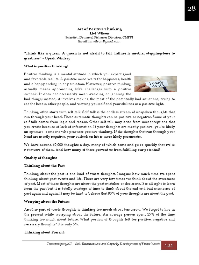 Cultivating Positive Thoughts: Strategies for Reframing Negative Thinking and Developing an ...