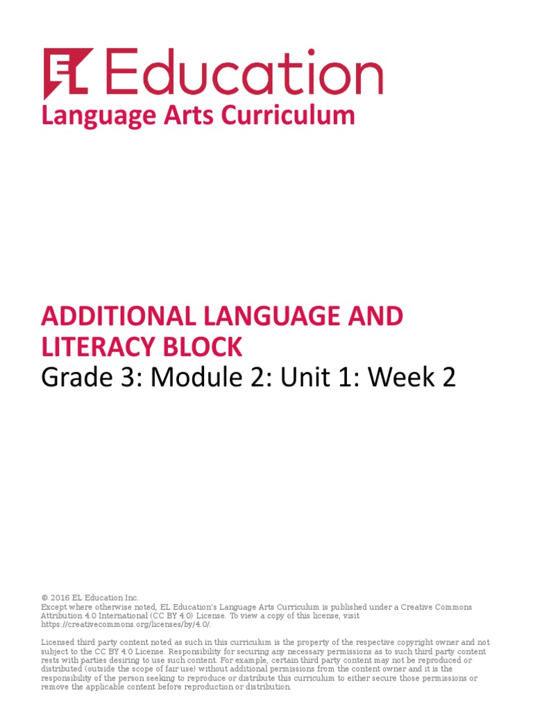 Language Arts Curriculum: Grade 3: Module 2: Unit 1: Week 2 | Download ...