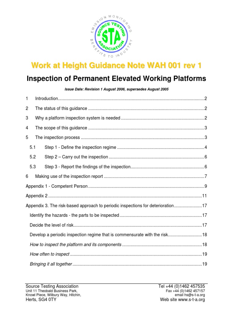 Permanent Elevated Platform Inspection Guide | PDF | Risk | Safety