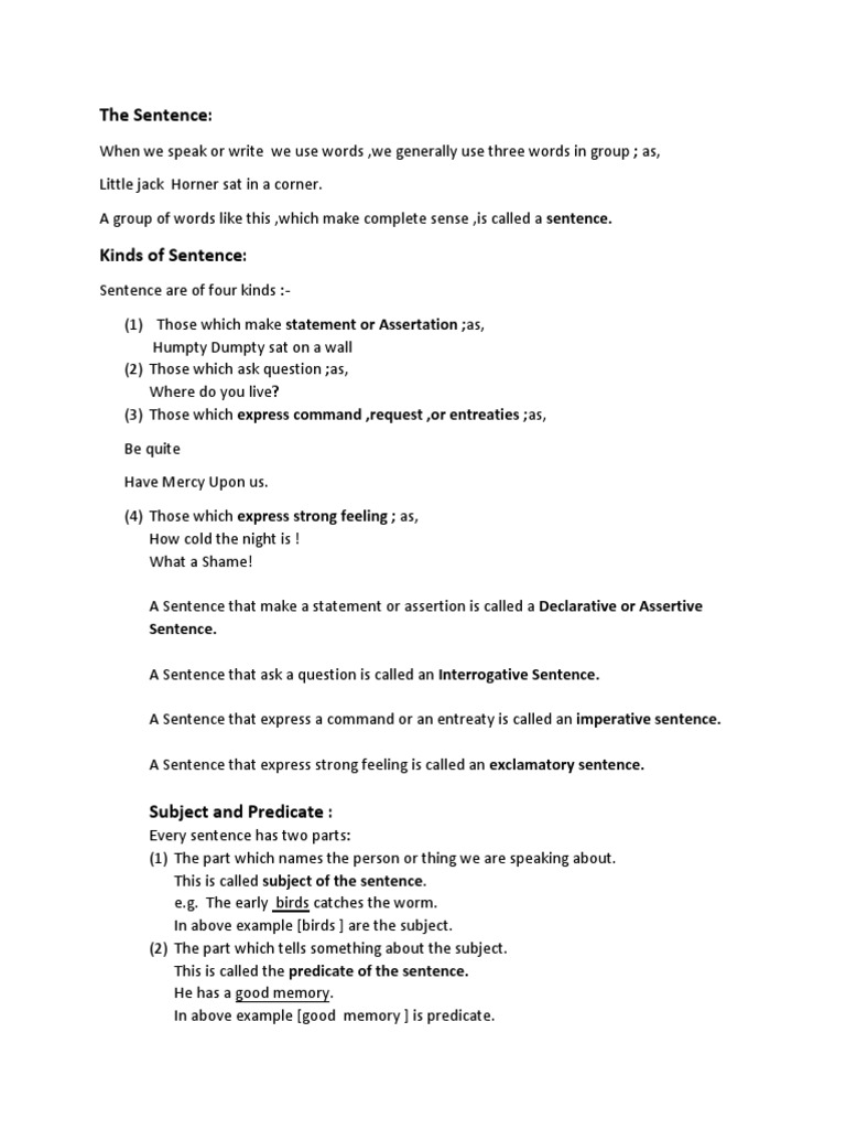Sentence | PDF | Language Arts & Discipline