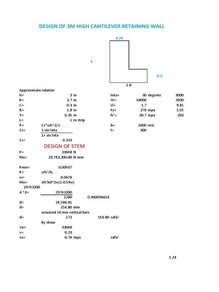 Retaining Wall Design | PDF | Architectural Elements | Structural Engineering