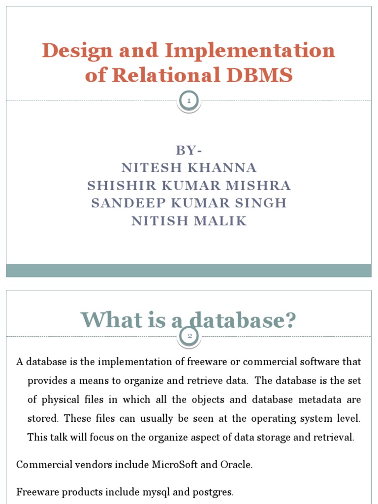 Design And Implementation Of Relational Dbms Pdf Databases