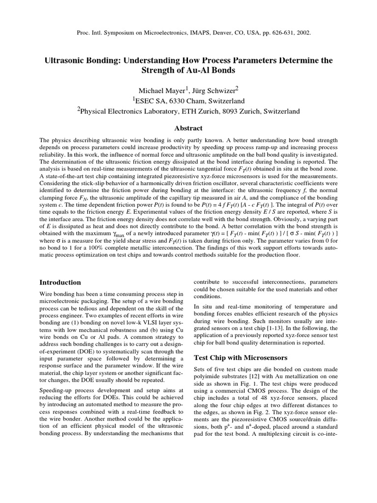 Optimizing Wire Bonding Parameters | PDF | Integrated Circuit | Ultrasound