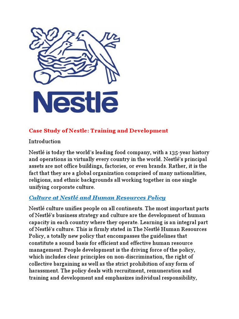 Case Study - Nestle - Mod 01 | PDF | Apprenticeship | Behavior Modification