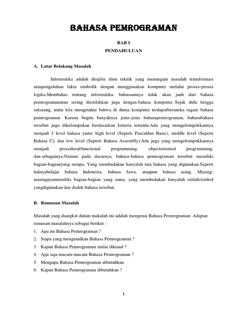 Makalah Bahasa Pemrograman | PDF