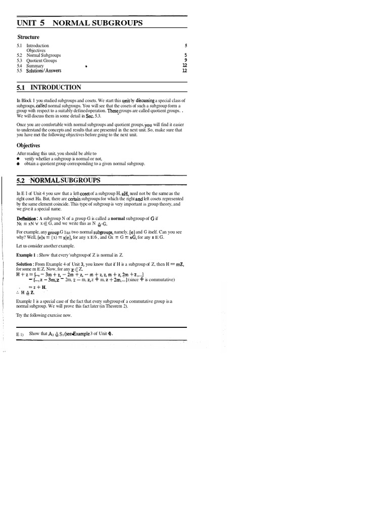 Unit Subgroups: 5 Normal | PDF | Group (Mathematics) | Index Of A Subgroup