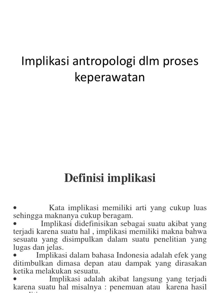 Implikasi Antropologi DLM Proses Keperawatan | PDF | Sains & Matematika