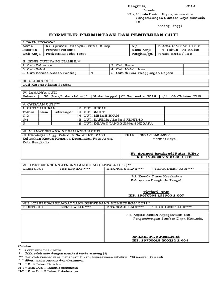 Formulir Cuti | PDF