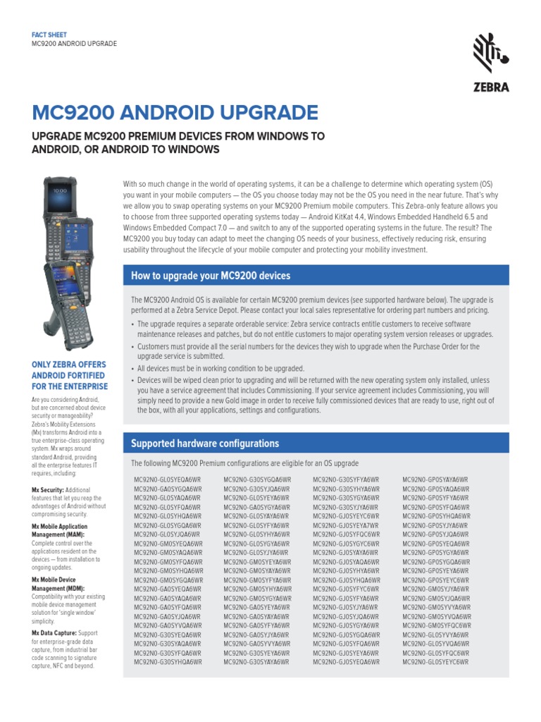 Mc9200 Os Upgrade Fact Sheet en 0815 | PDF | Android (Operating System ...
