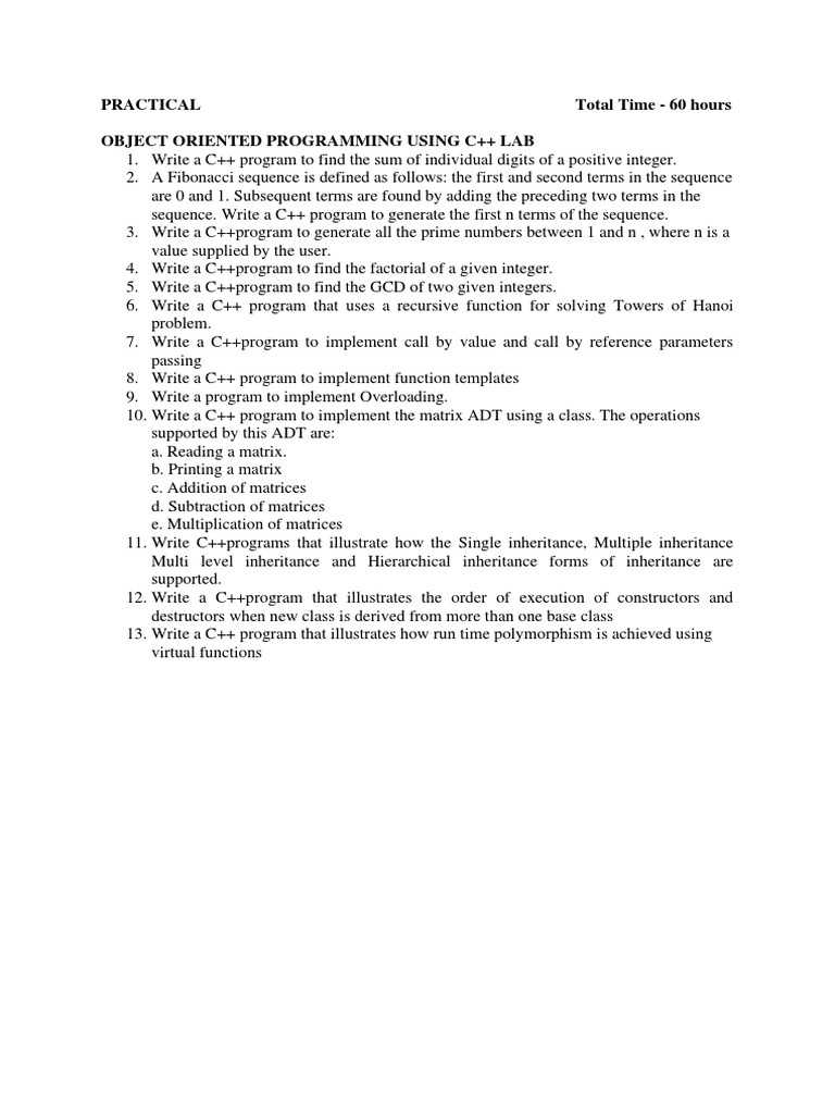 Practical Lab List PDF | PDF