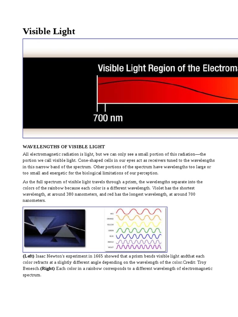 Wavelengths of Visible Light | PDF | Sun | Color