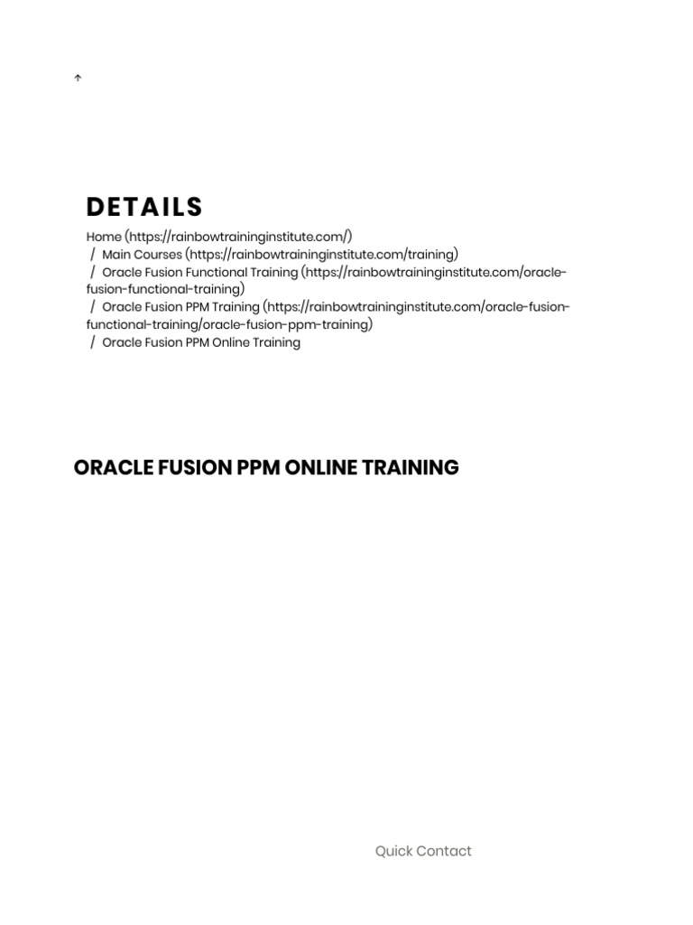 Oracle Fusion PPM Online Training - Rainbow Training Institute | PDF ...