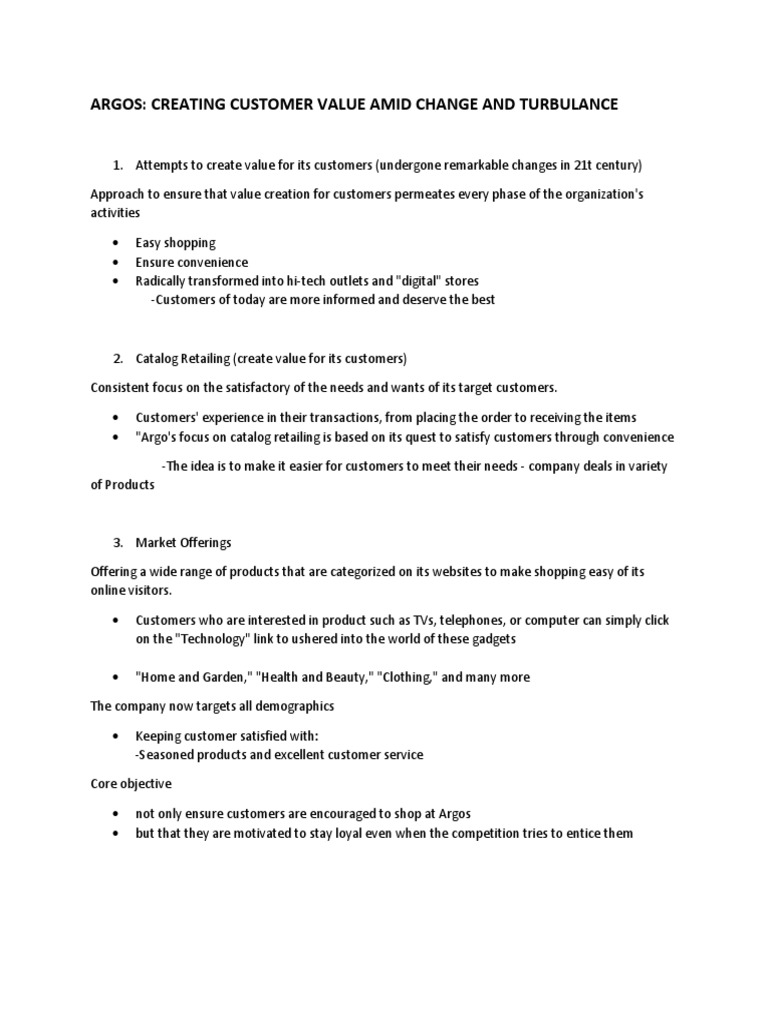 Argos: Creating Customer Value Amid Change and Turbulance | PDF ...