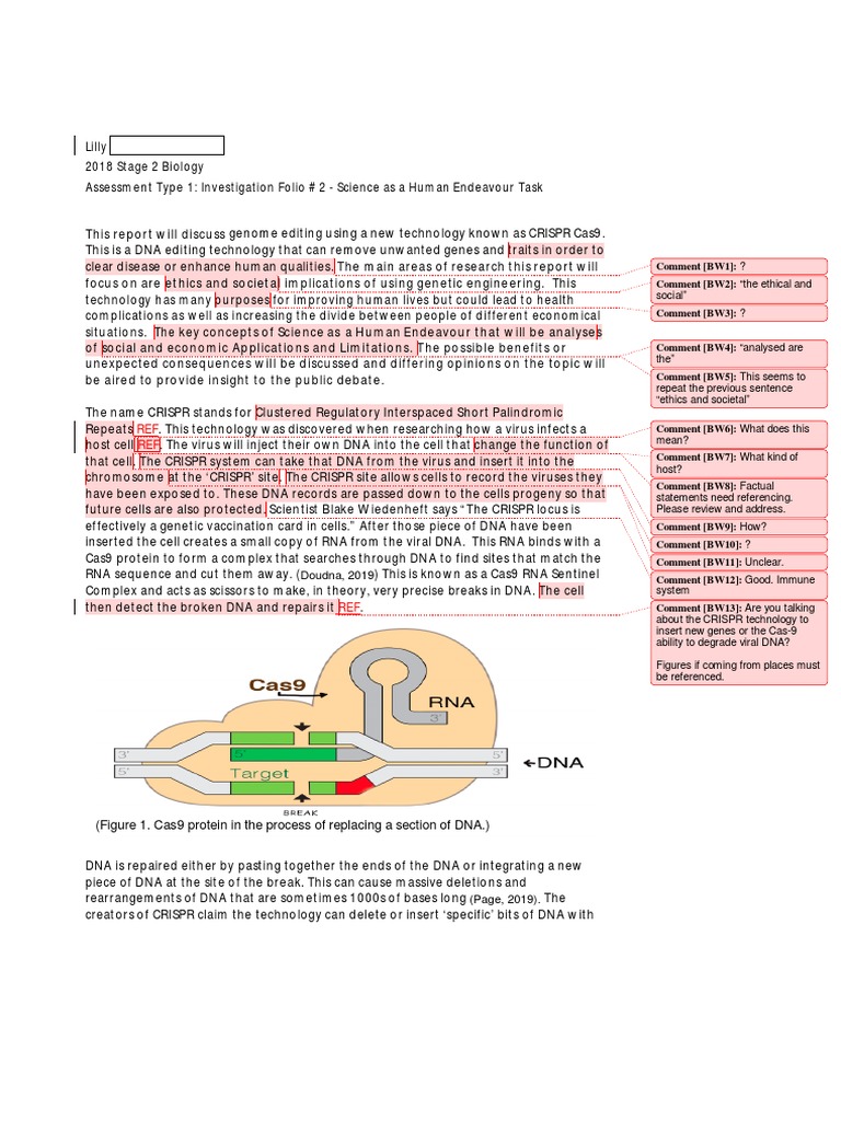 Student She Task Draft With Comments | PDF | Crispr | Dna