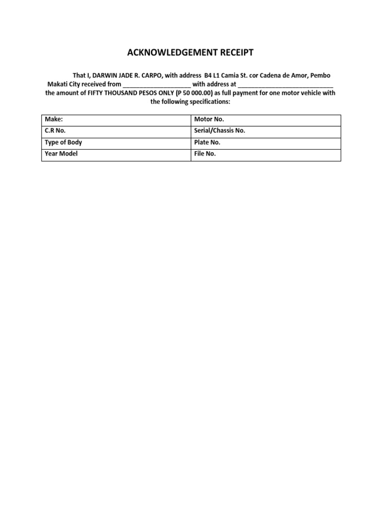 Acknowledgement Receipt | PDF