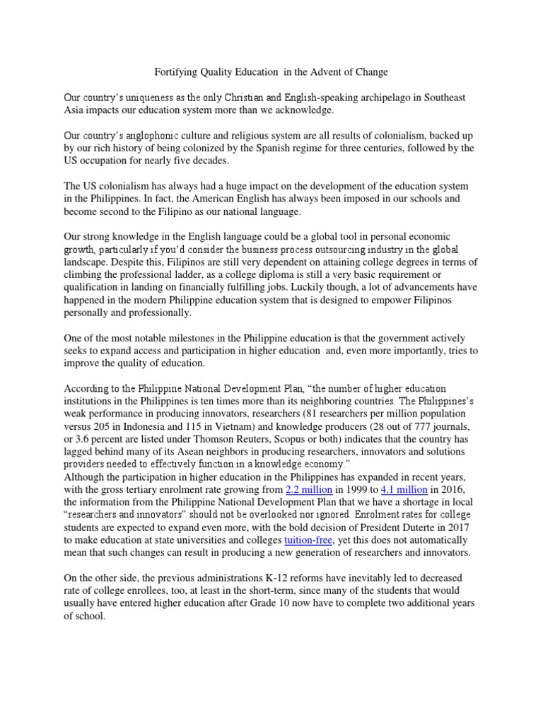 Reforms from Basic to Tertiary Education: Tracing the Evolution of the ...