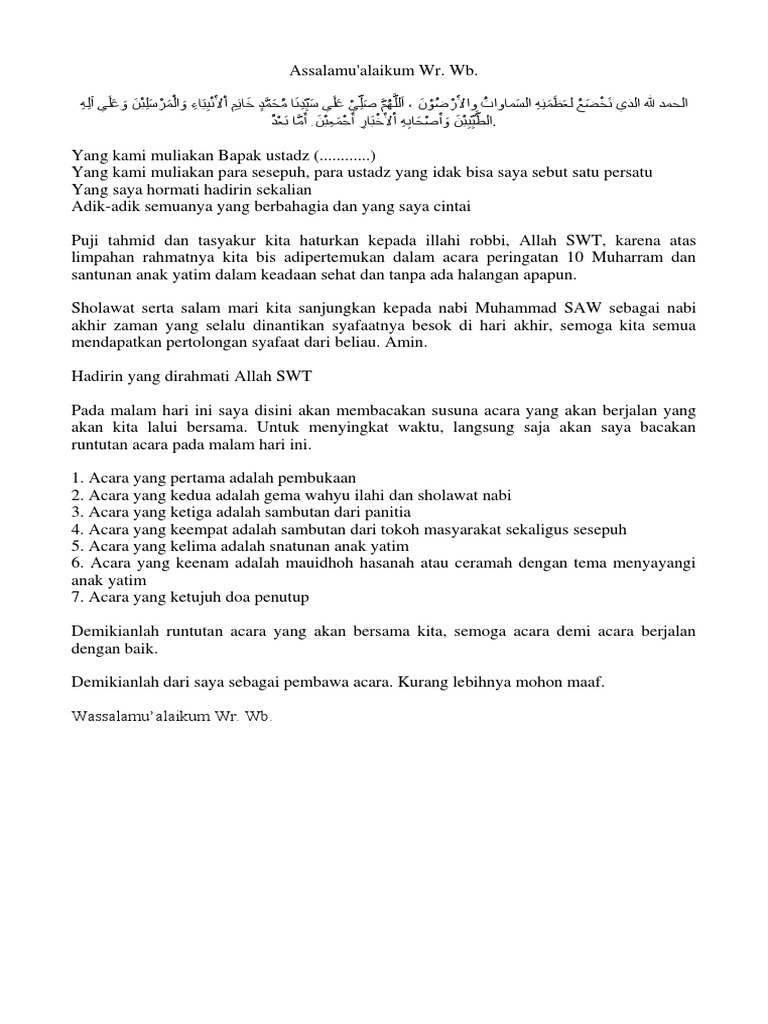 Susunan Acara Santunan Anak Yatim (MC) | PDF