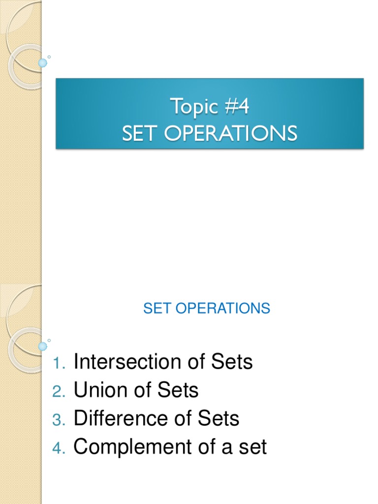 Day 4 Set Operations | PDF | Set (Mathematics) | Mathematical Logic