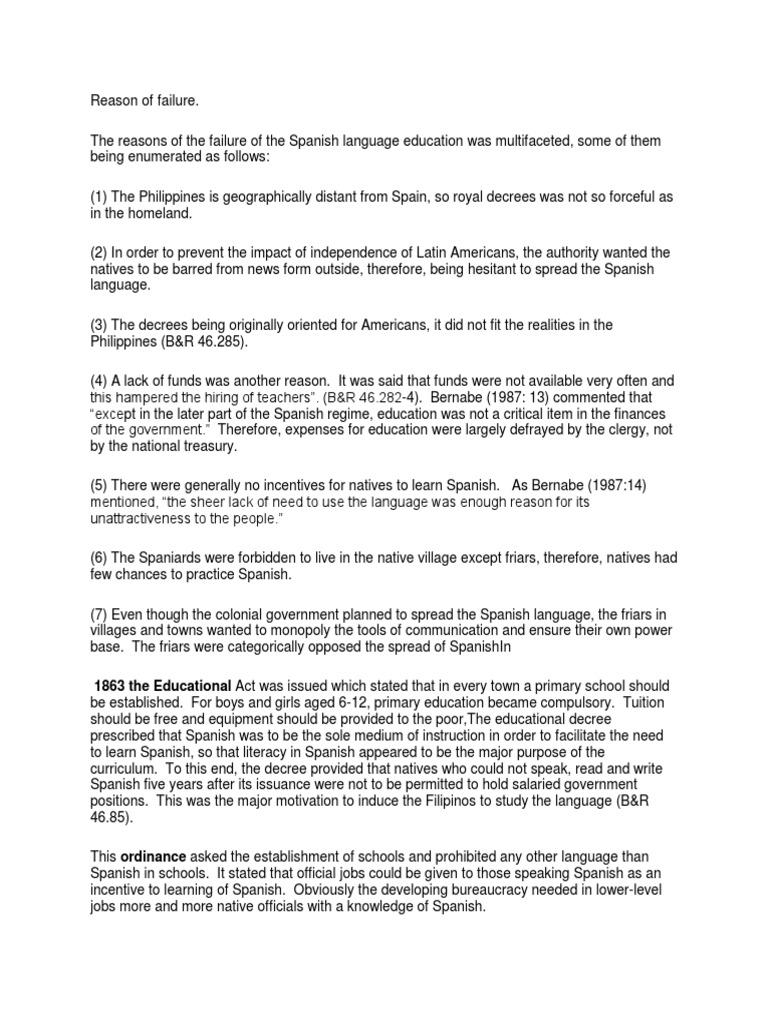 The Failure of Spanish Language Education in the Philippines: A ...