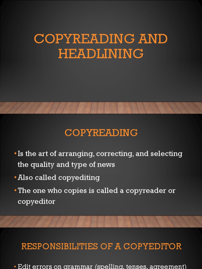 Copyreading and Headlining | PDF | Copy Editing | Linguistic Morphology