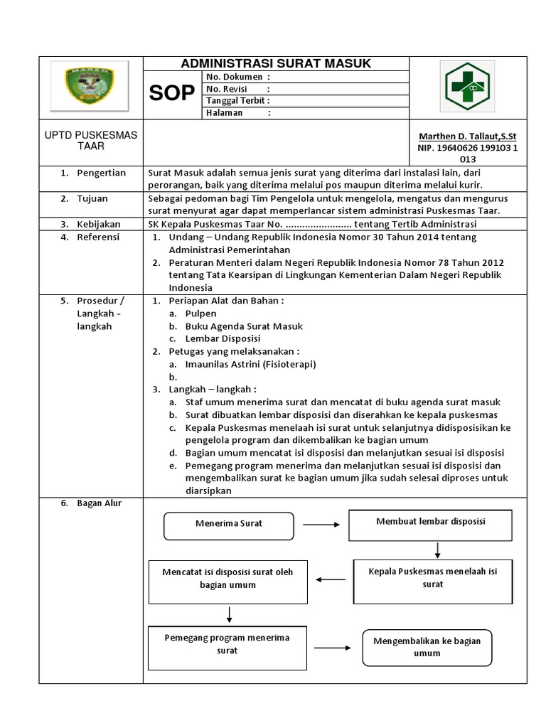 Sop Surat Masuk | PDF