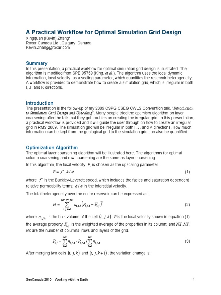 A Practical Workflow For Optimal Simulation Grid Design | PDF ...
