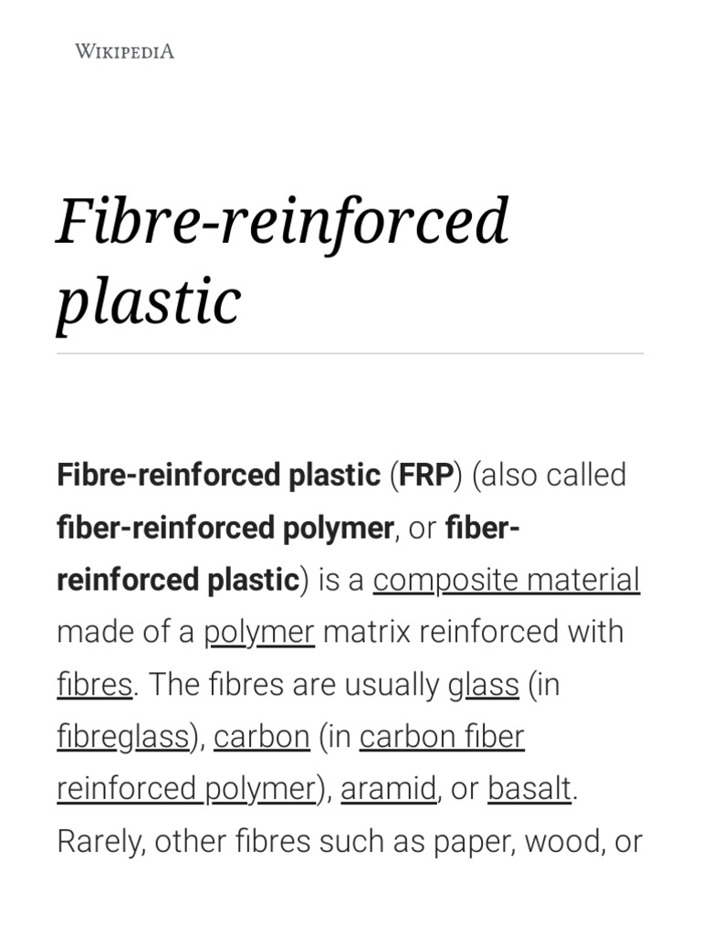 Overview of Fibre-Reinforced Plastics | PDF | Fibre Reinforced Plastic ...