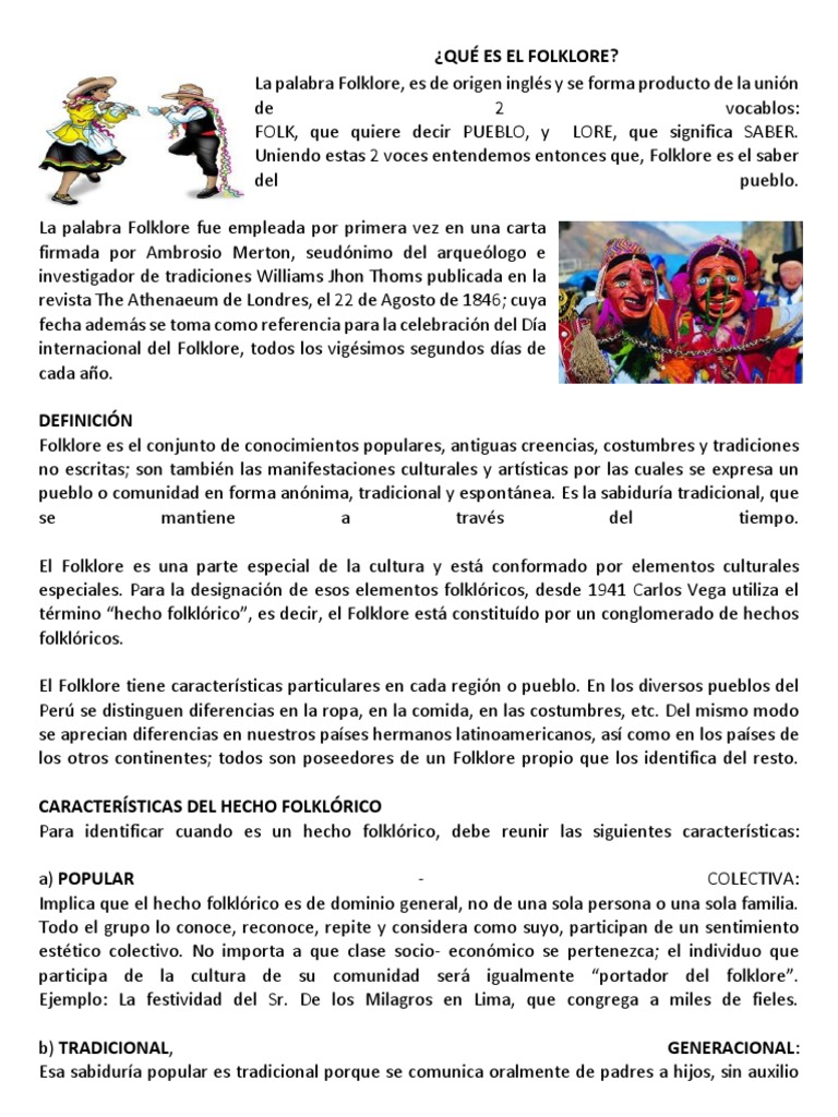 Qué Es El Folklore | PDF | Folklore | Entretenimiento (general)