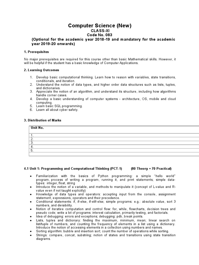 CBSE Class XI-XII Computer Science Guide | PDF | Computer Network ...