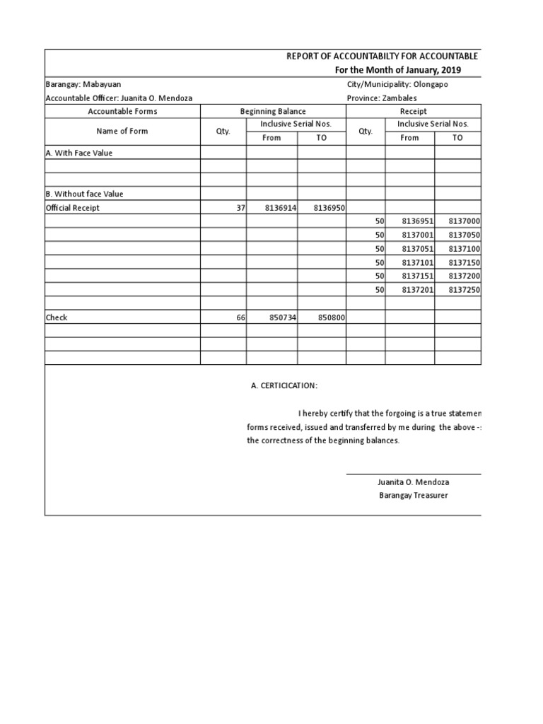 Report of Accountability for Accountable Forms | PDF | Business