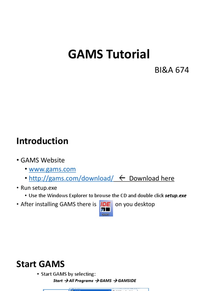GAMS Tutorial | PDF | Linear Programming | Equations