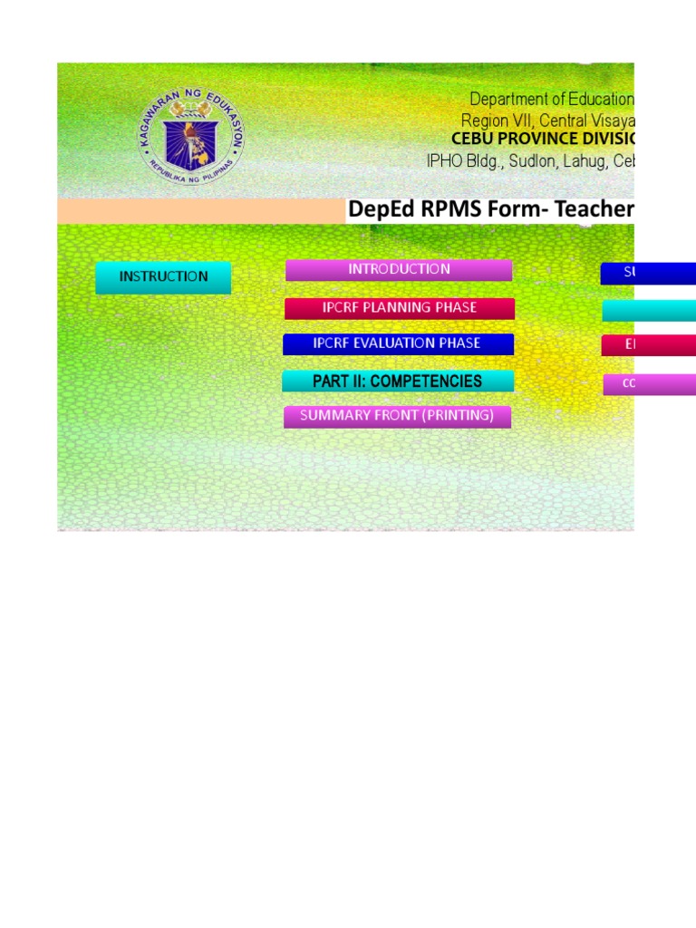 DepEd RPMS Form for Teachers Guide | PDF | Goal | Lesson Plan