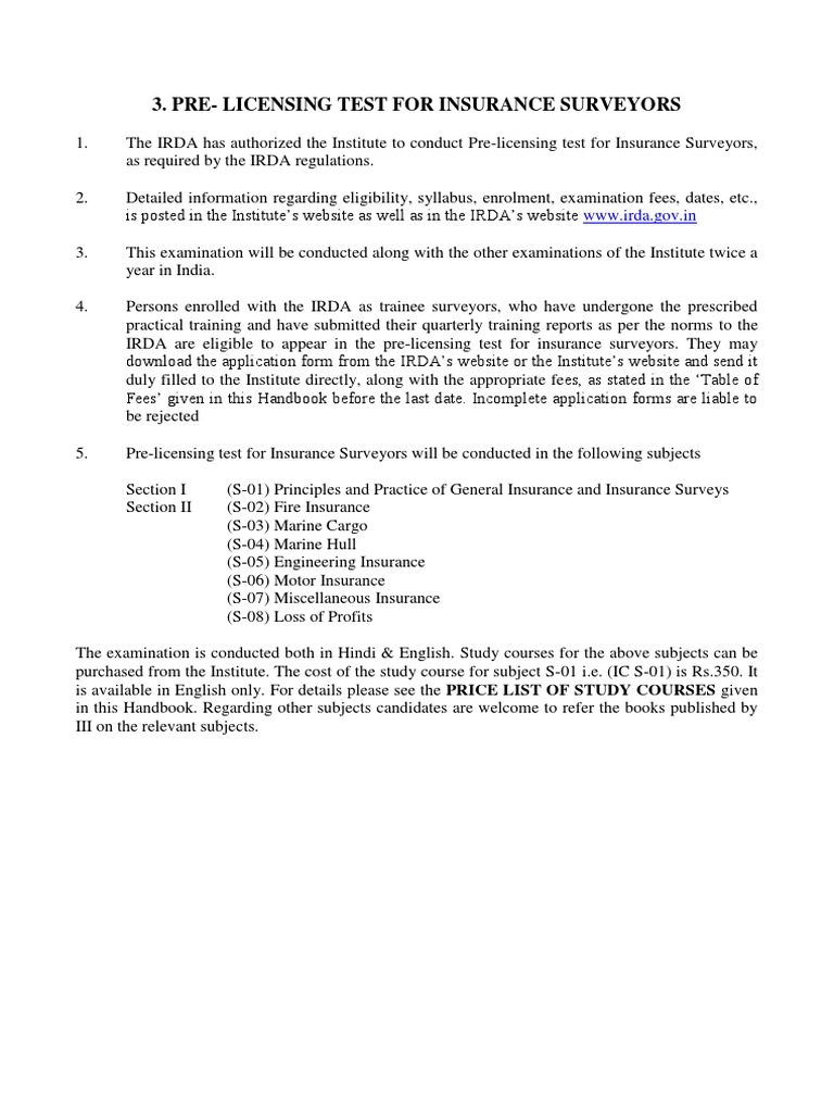 Surveyors Pre-Licensing Examination | PDF