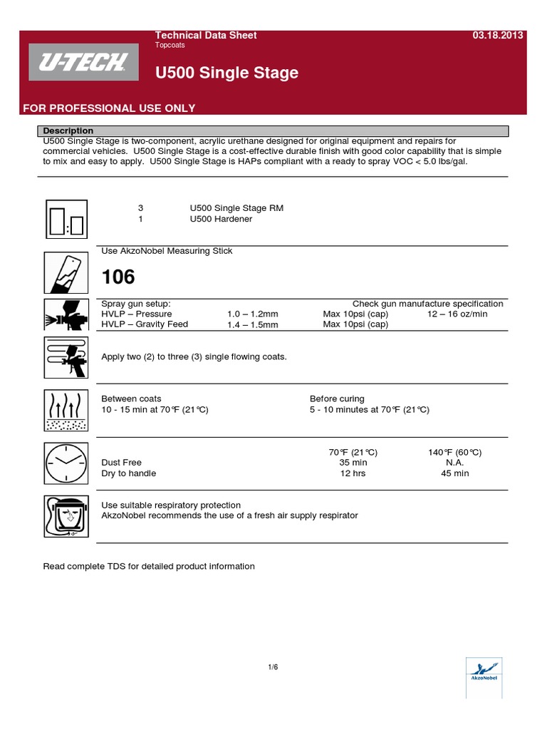 U500 Single Stage: For Professional Use Only | PDF | Epoxy | Flash ...