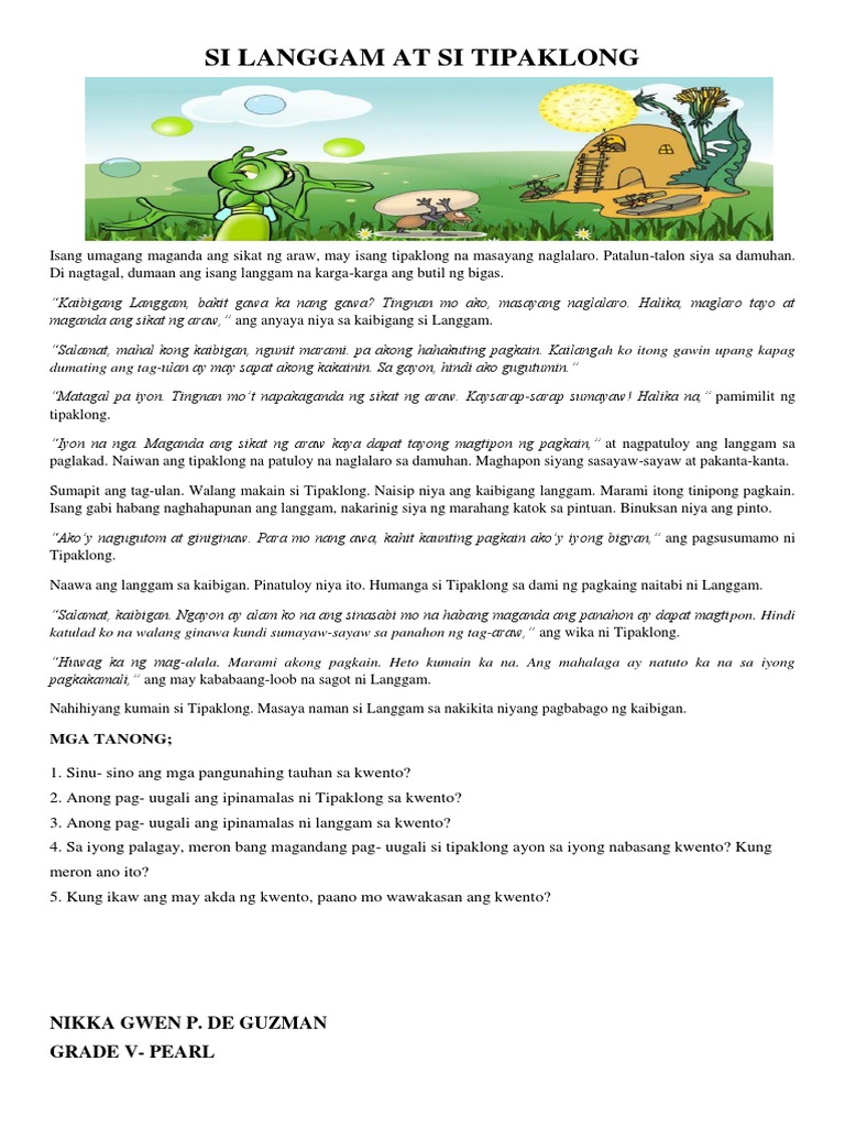 Si Langgam at Si Tipaklong | PDF